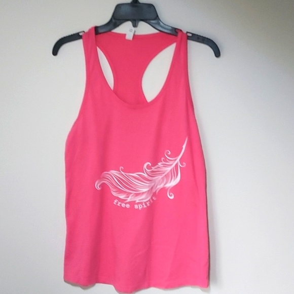 Next Level Apparel | Tops | Hot Pink Tank Tee White Feather Flowing ...